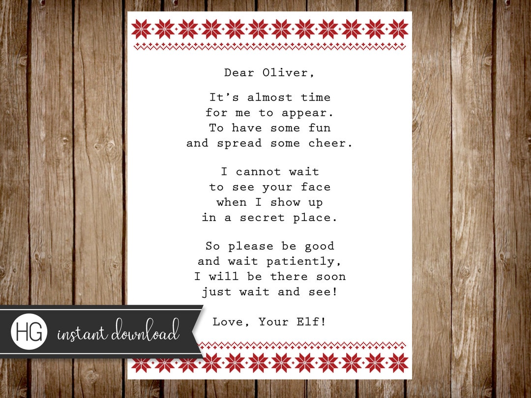 Printable Elf Coming Soon Letter, Instant Download Letter From Elf ...