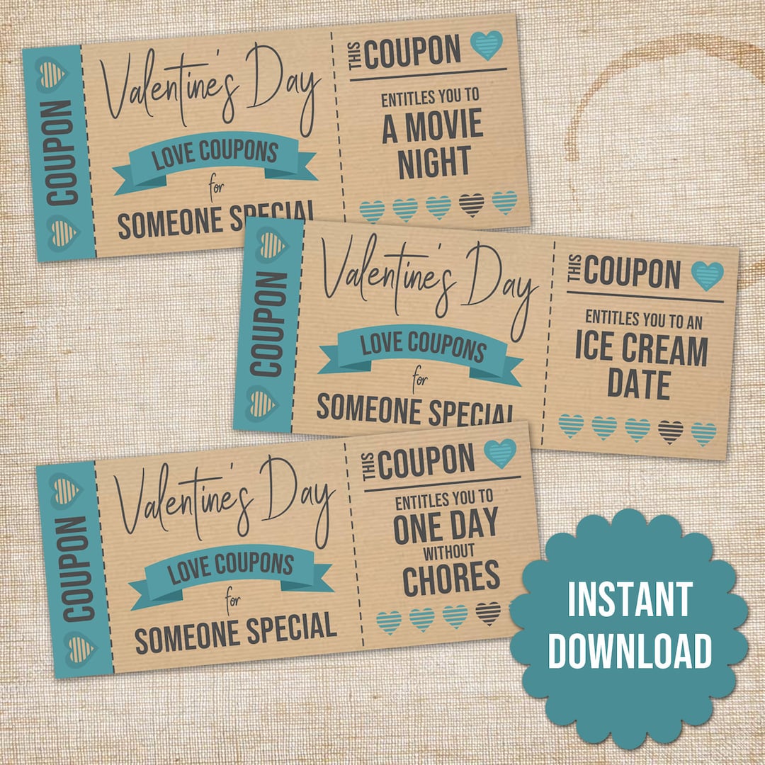 Valentine's Day Love Coupons for Kids, Printable Tickets (PDF) - Etsy