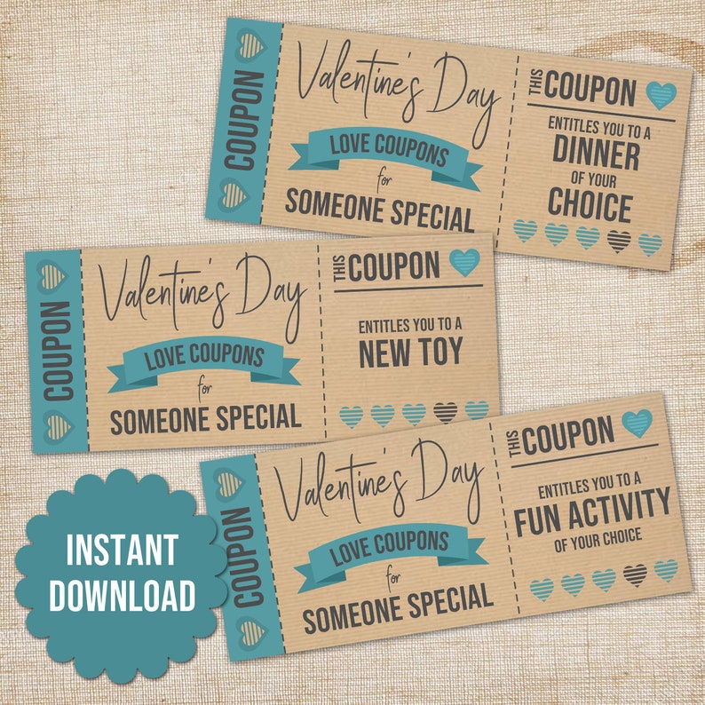 Valentine's Day Love Coupons for Kids, Printable Tickets (PDF) - Etsy
