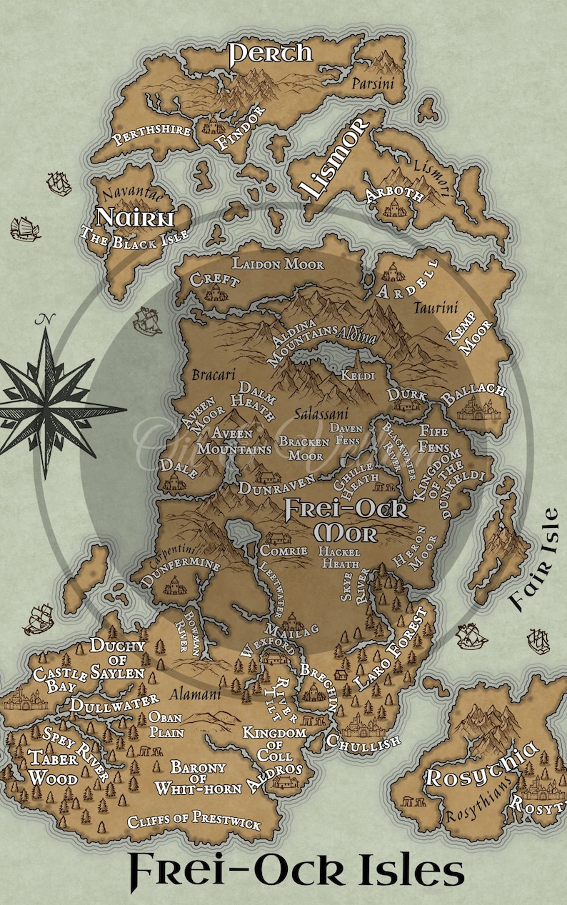 Custom Parchment Fantasy Book Map Roleplaying Map DND Campaign Map ...