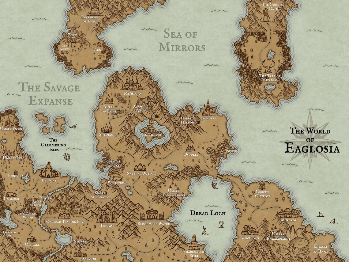 Custom Parchment Fantasy Book Map | Large | Roleplaying Map | DND ...