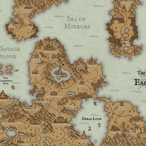 Custom Parchment Fantasy Book Map | Large | Roleplaying Map | DND ...