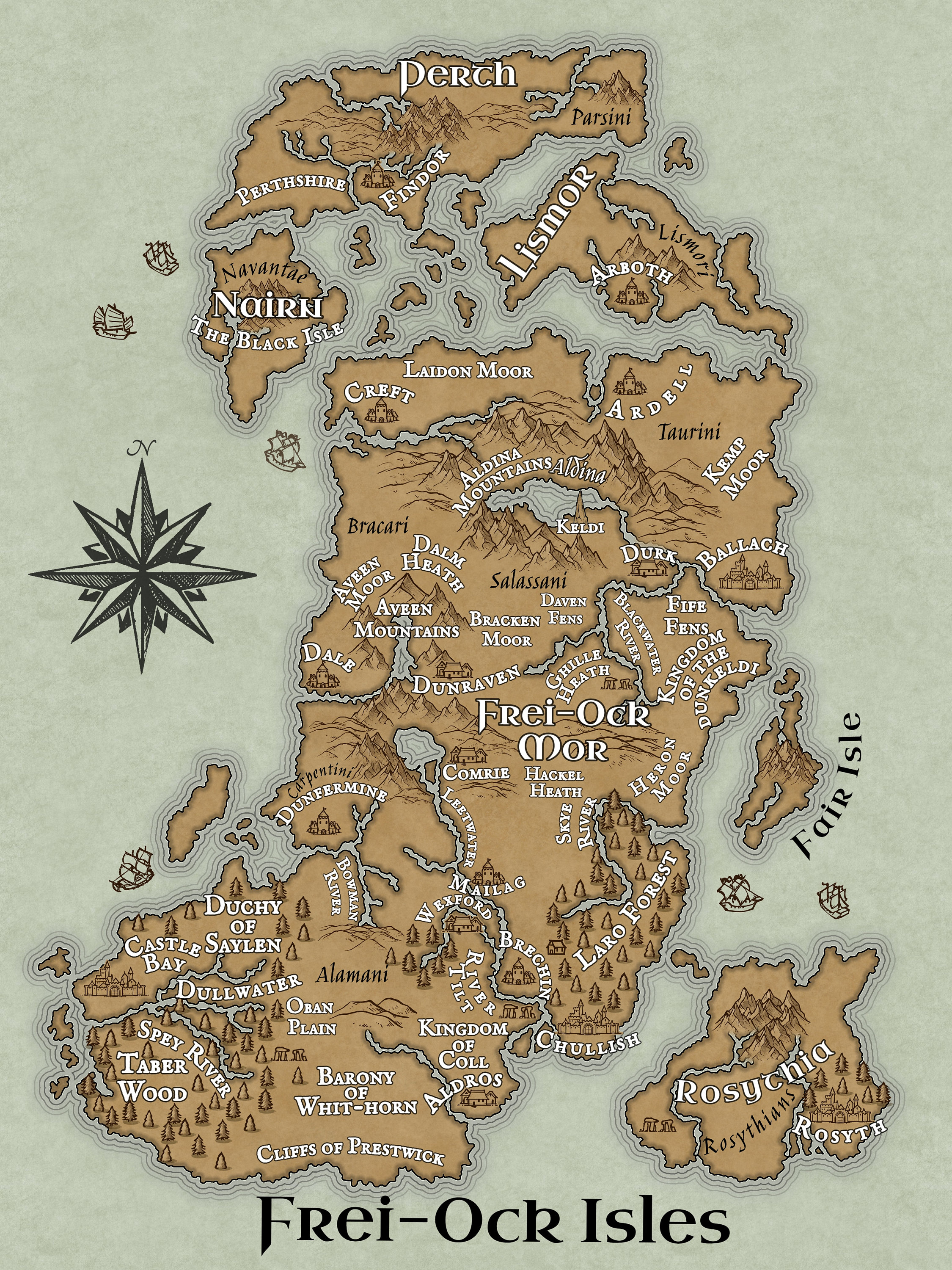 Custom Parchment Fantasy Book Map | Large | Roleplaying Map | DND ...