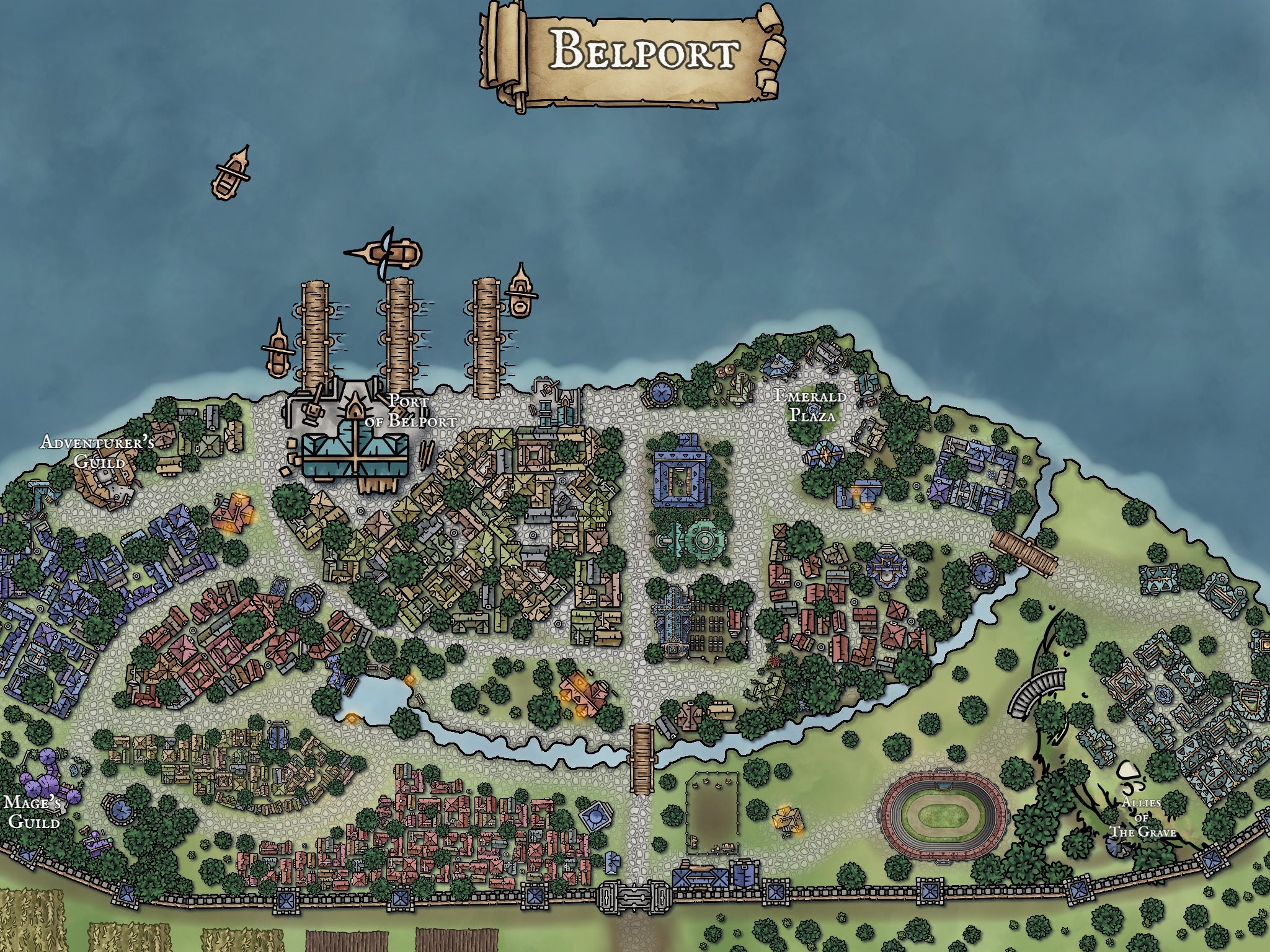 Custom Watercolor Fantasy City Map Town Map DND Campaign - Etsy Canada