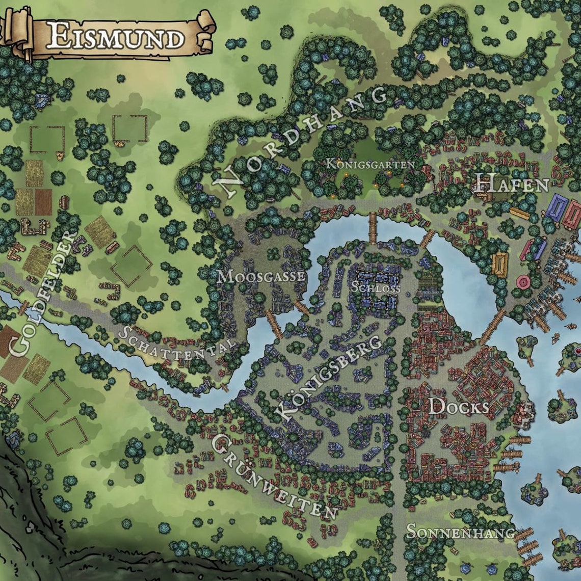 Custom Watercolor Fantasy City Map Town Map DND Campaign Map - Etsy