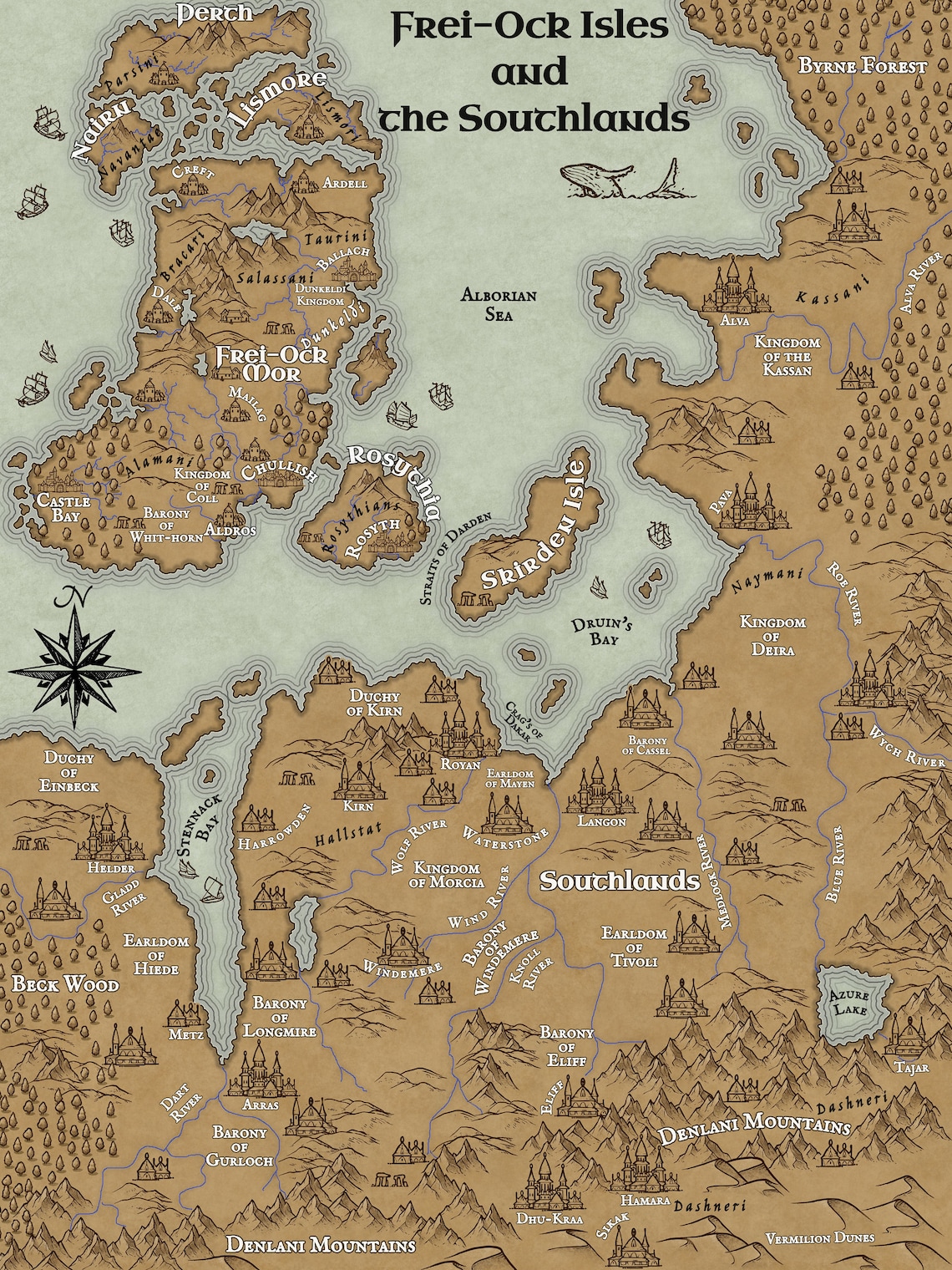 Custom Parchment Fantasy Book Map | Large | Roleplaying Map | DND ...