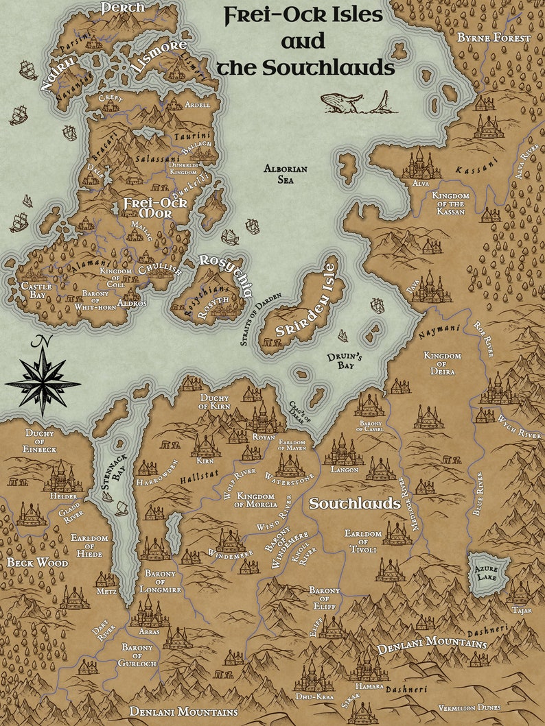 Custom Parchment Fantasy Book Map | Large | Roleplaying Map | DND ...