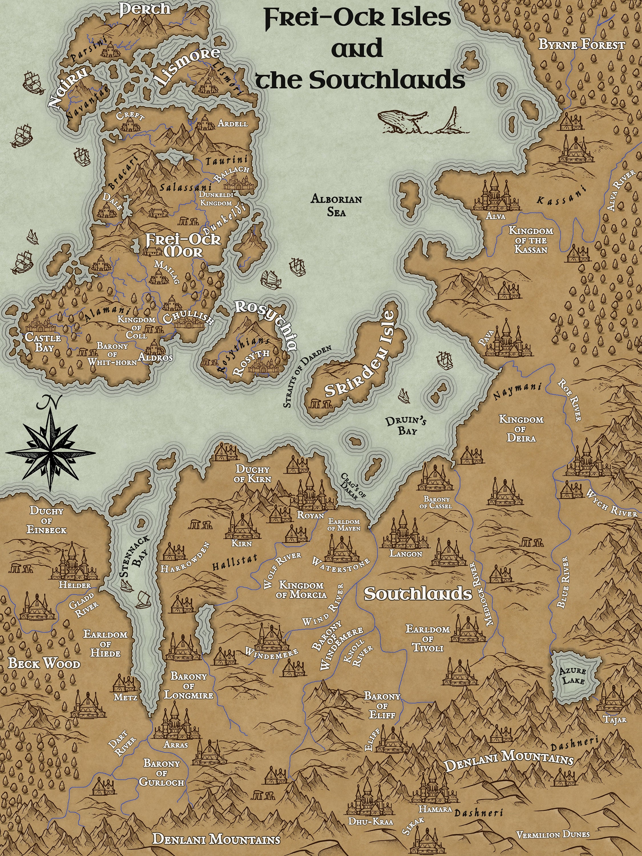 Custom Parchment Fantasy Book Map | Large | Roleplaying Map | DND ...