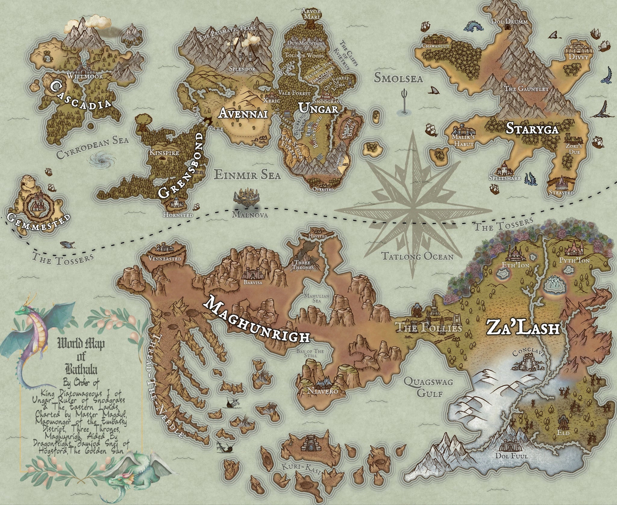 Custom DND Hand Painted World Map Large, Custom Asset Creation, Color ...