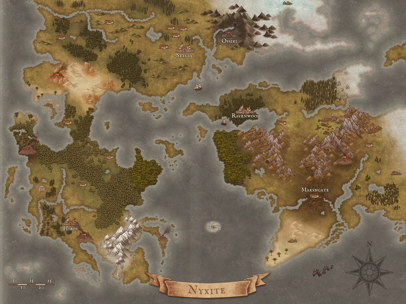 Custom Colored Fantasy World Map: RPG, DND Campaign (digital Download ...