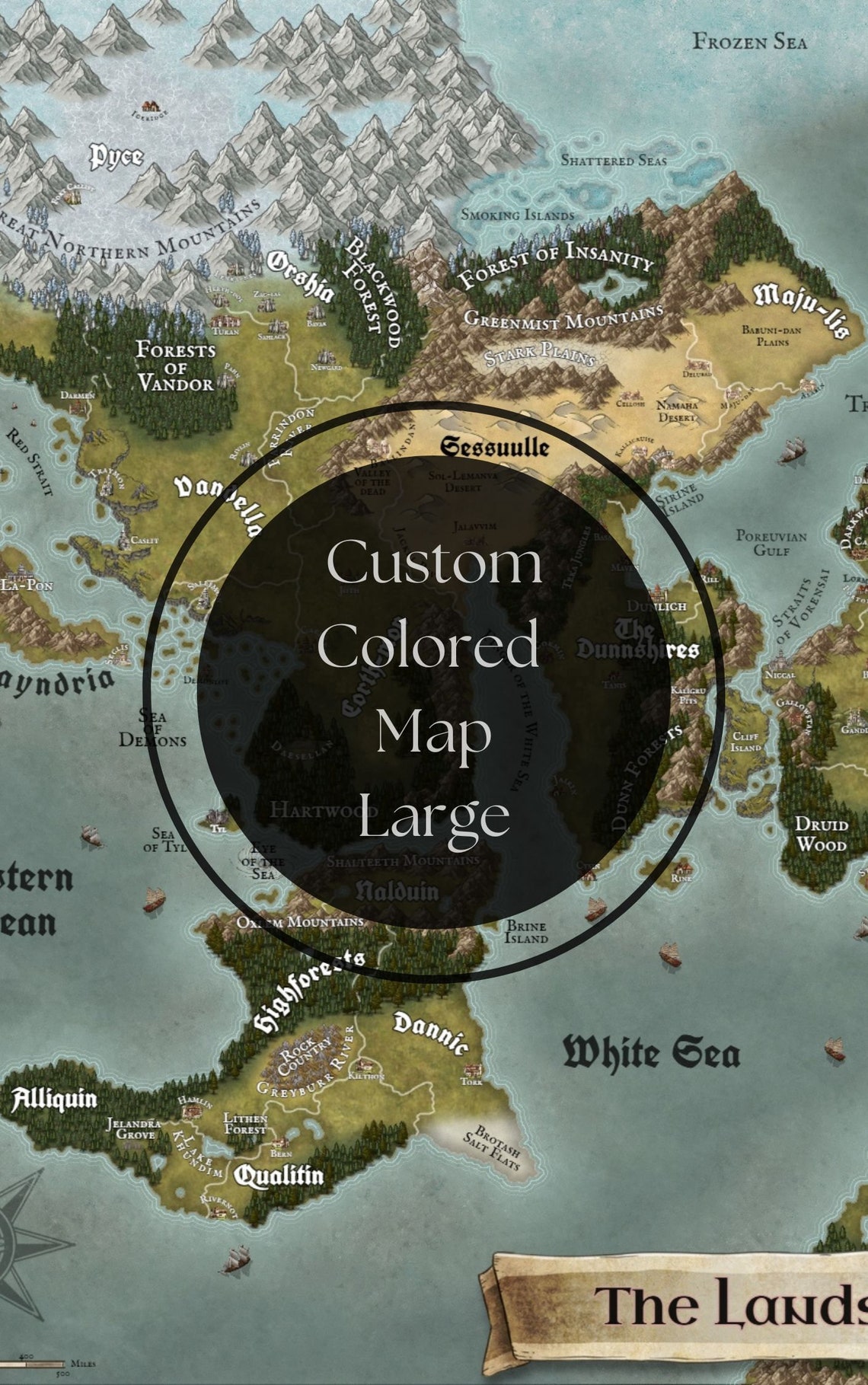 Custom Colored Fantasy Book Map Large Roleplaying Map DND Campaign Map ...