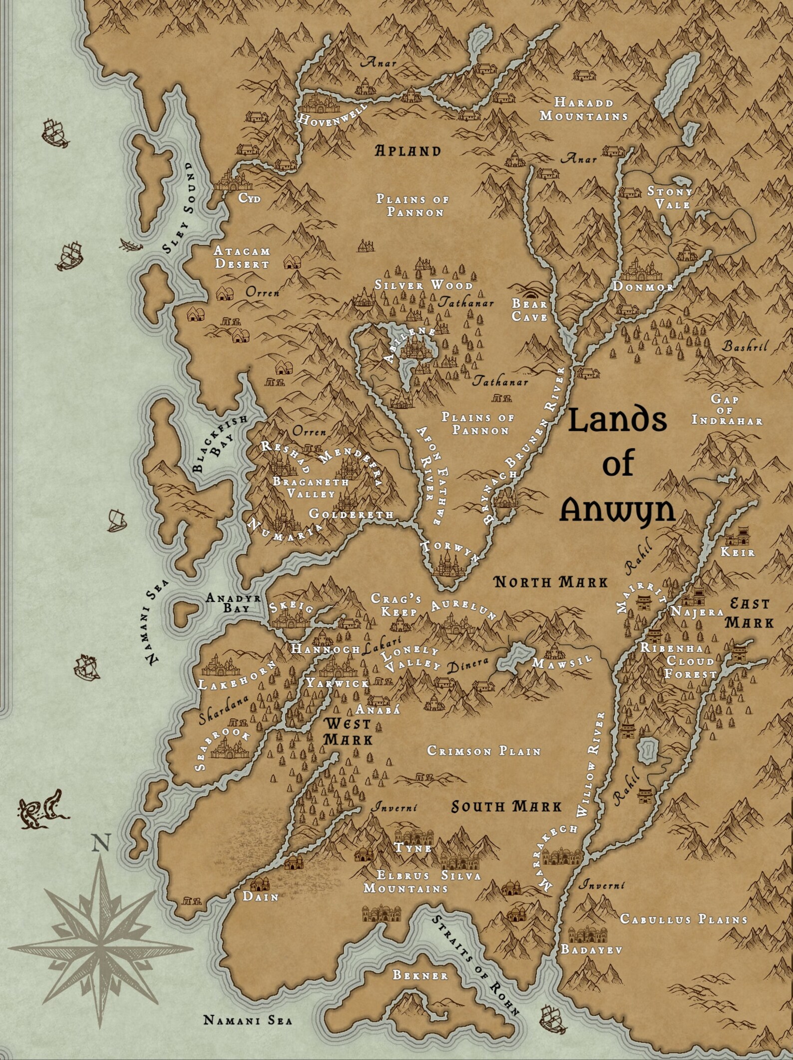 Custom Parchment Fantasy Book Map | Large | Roleplaying Map | DND ...