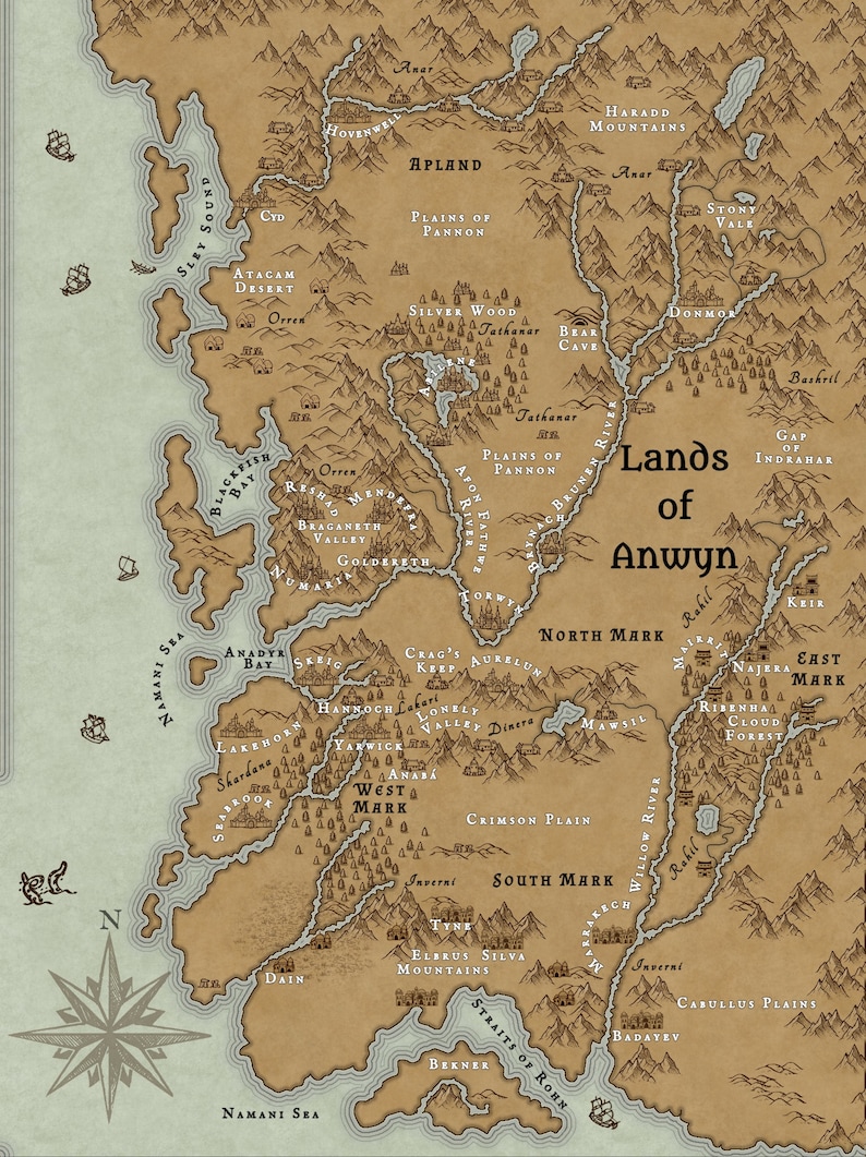 Custom Parchment Fantasy Book Map | Large | Roleplaying Map | DND ...