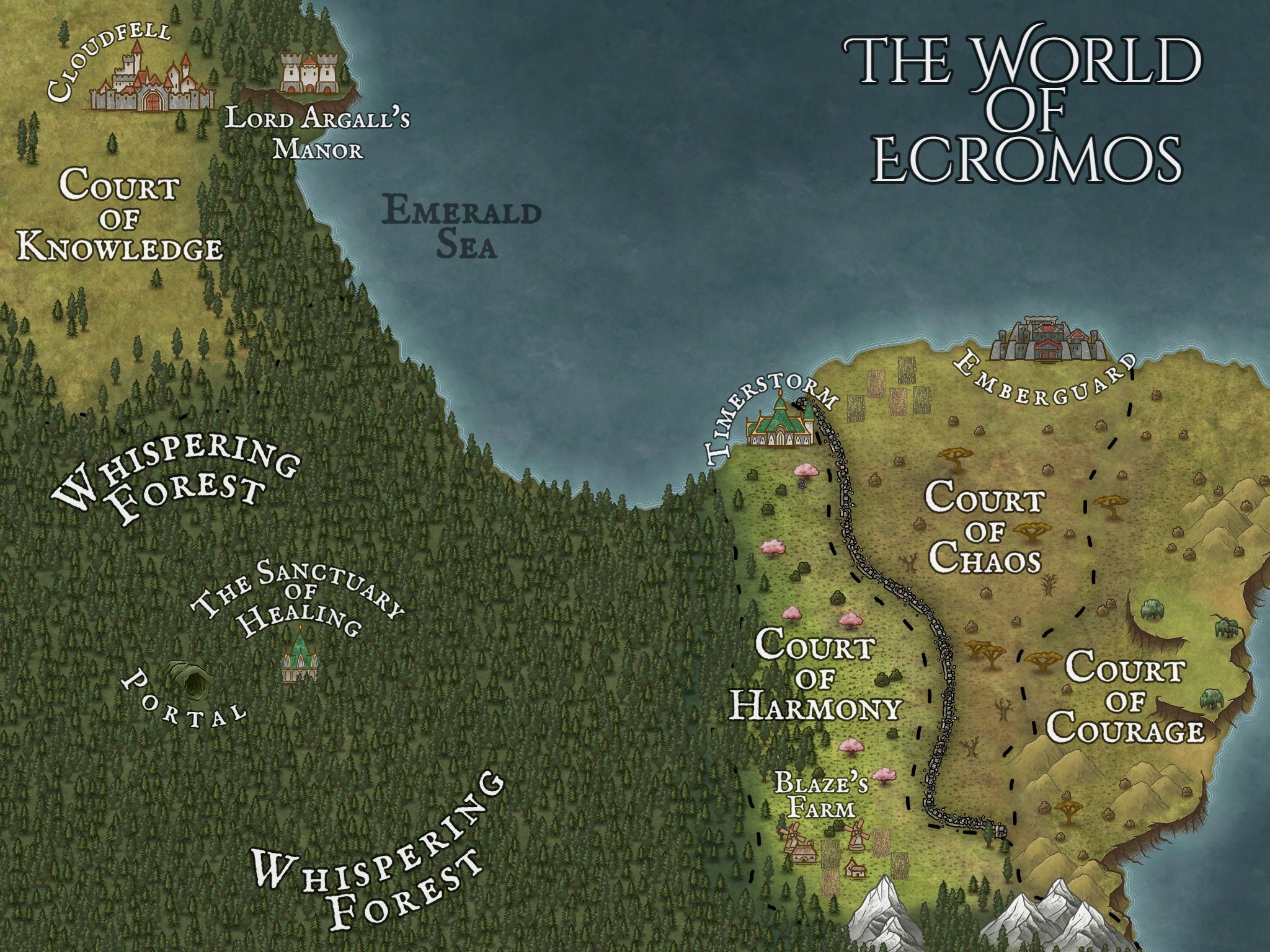 Custom Colored Fantasy World Map: RPG, DND Campaign (digital Download ...