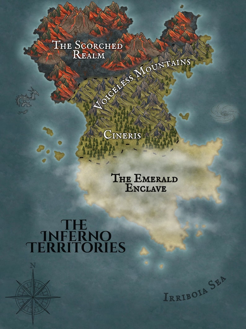Custom Colored Fantasy World Map: RPG, DND Campaign (digital Download ...