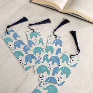 Blue Elephant Bookmark, Elephants and Glitter Hearts, Spark Marks ...
