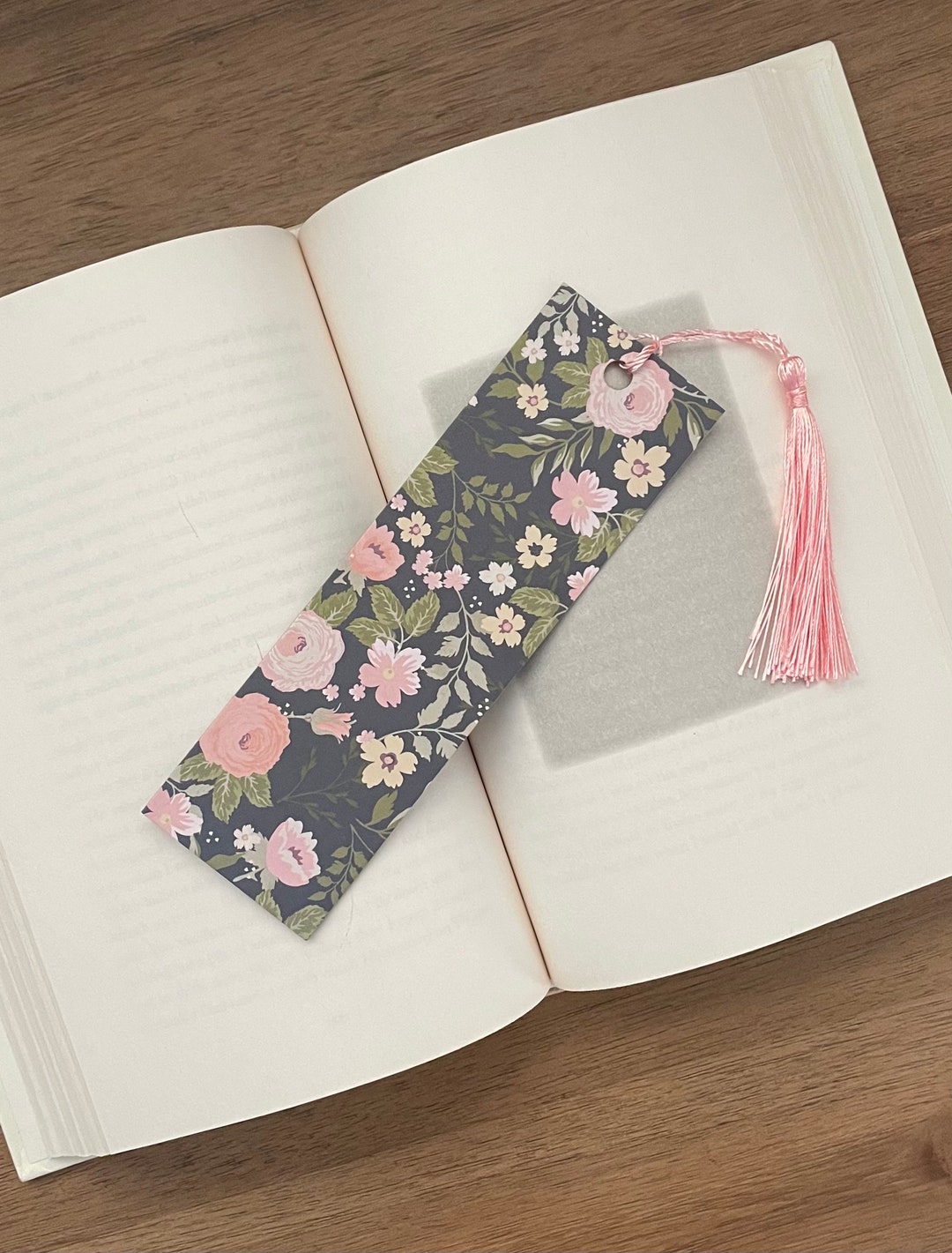 Pink Floral Bookmark, Pretty Bookmark Gift for Her, Pink Roses and ...