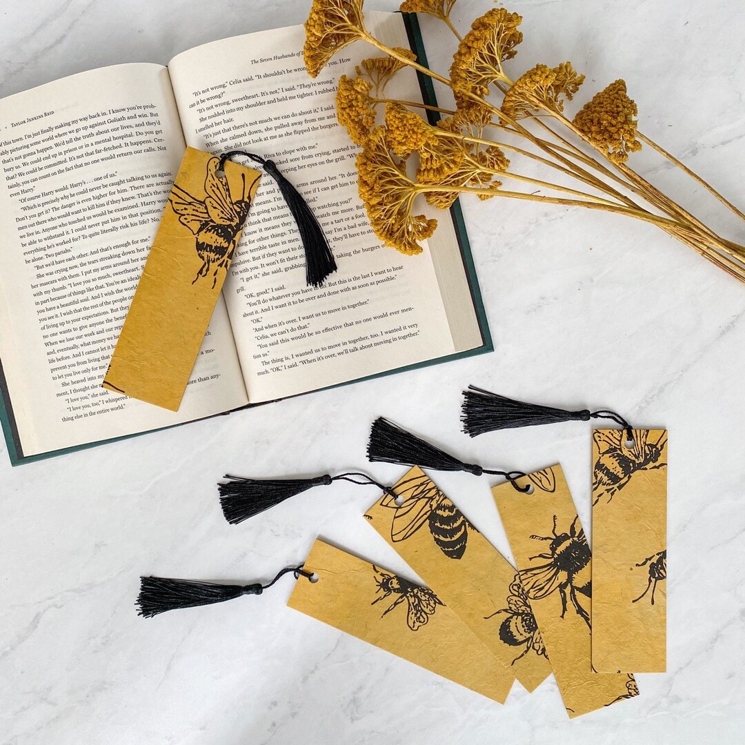 Bee Bookmark bundle Price Option Handmade Lokta Paper, Bee Theme ...