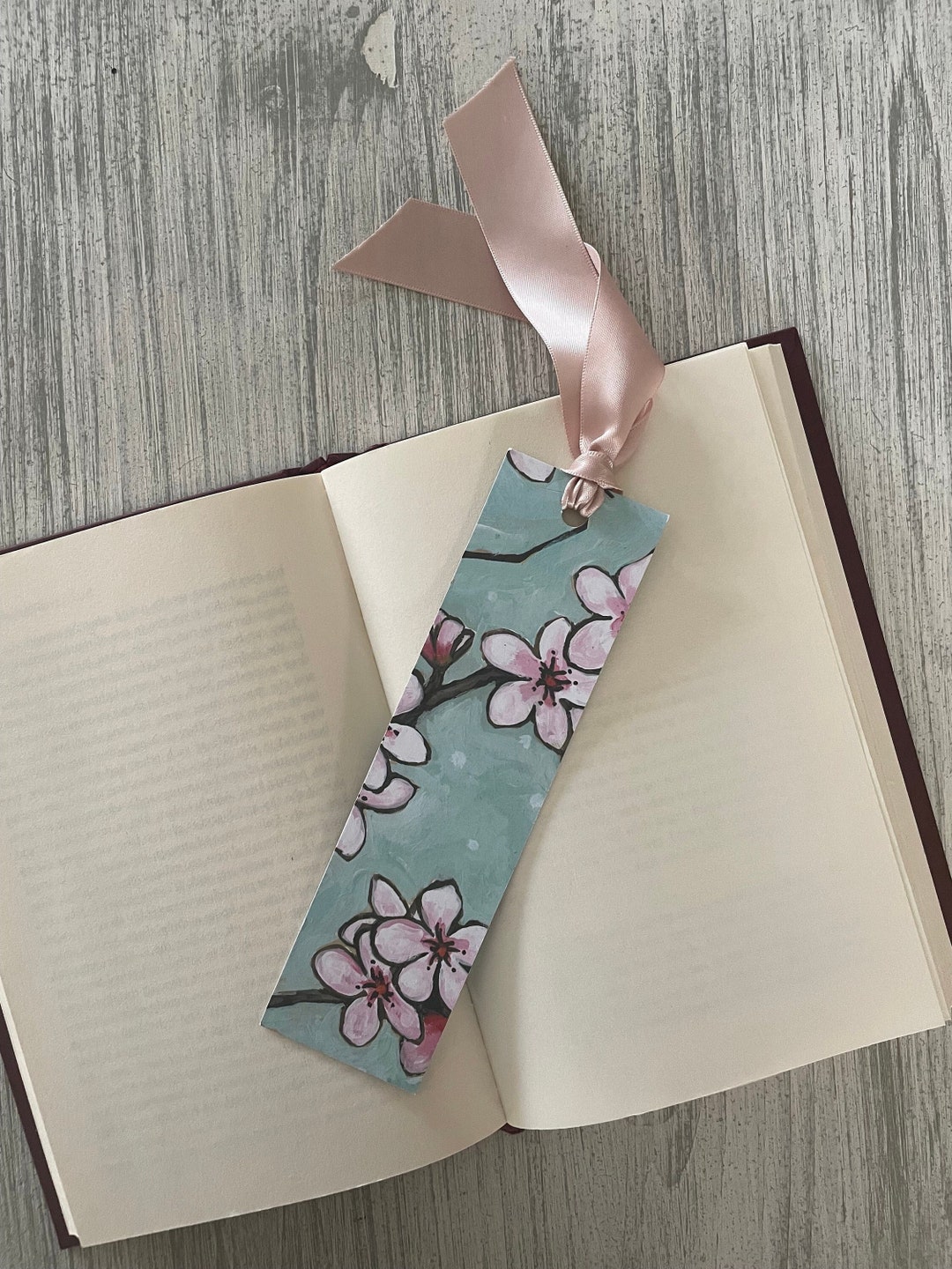 Japanese Cherry Blossom Bookmark With Satin Ribbon, Sakura Bookmark ...