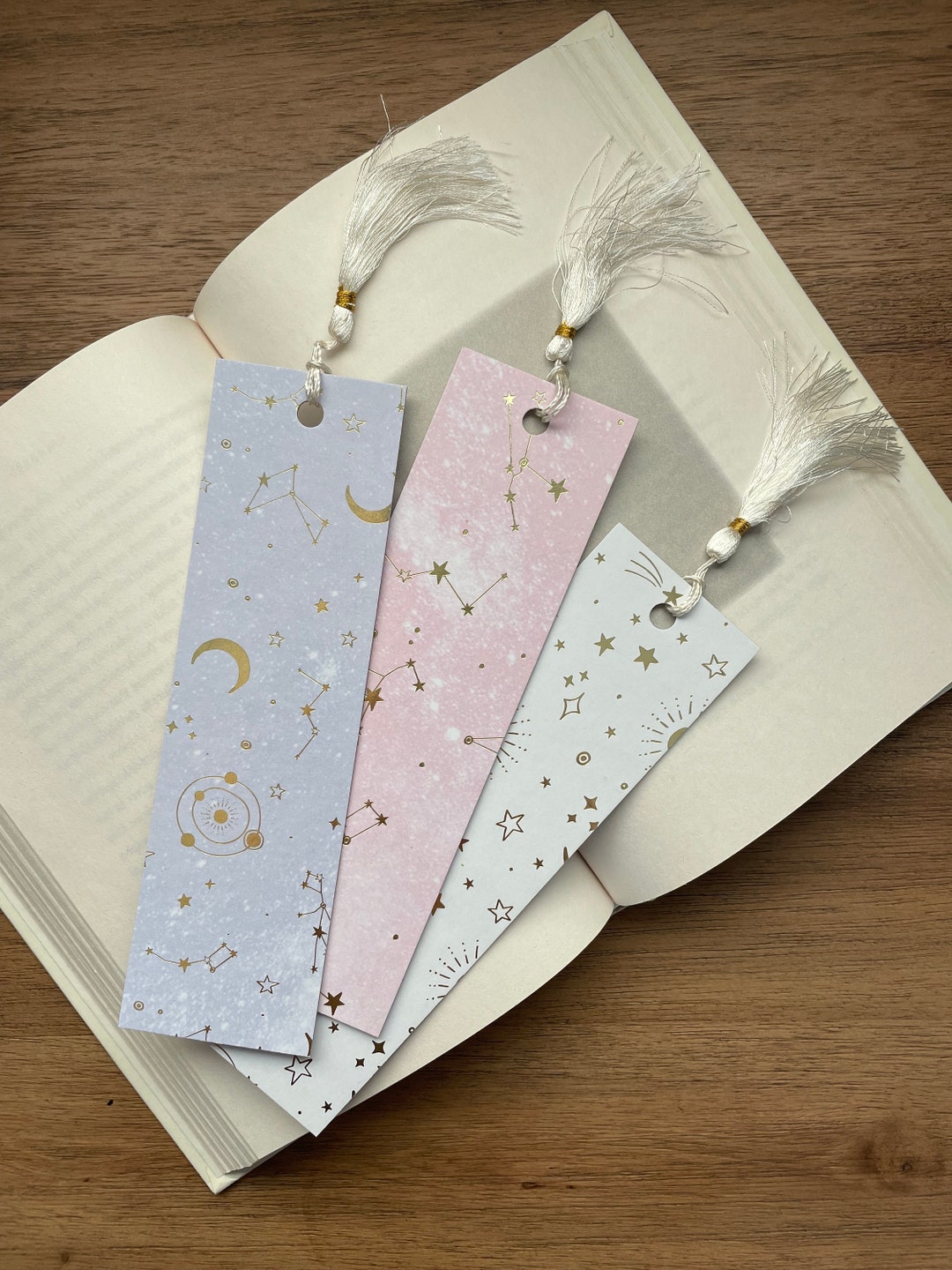 Zodiac Bookmark, Astrology Metallic Gold Moons Stars Constellations ...