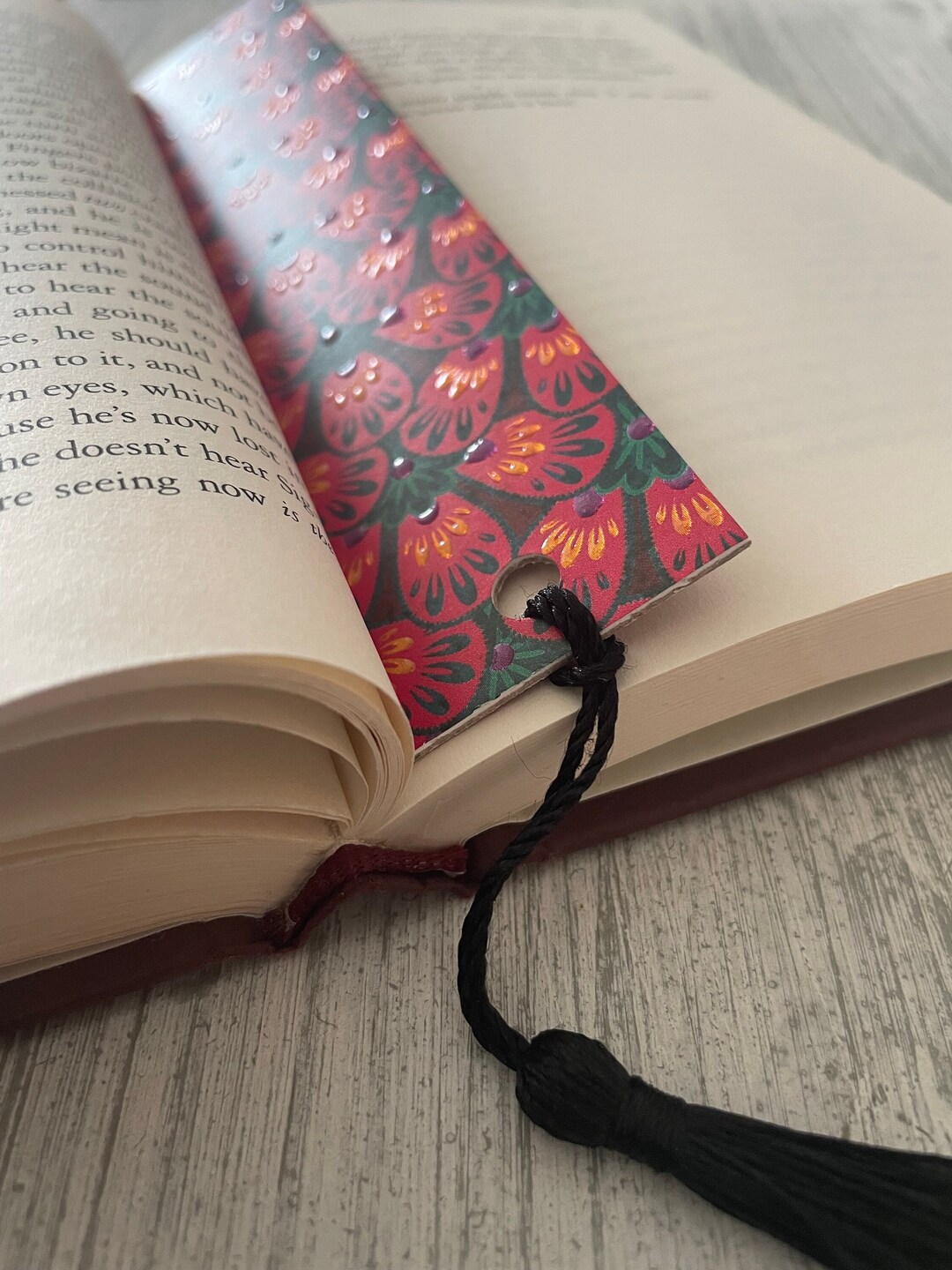 Embossed Bookmark Narrow Bohemian Style Vibrant Colors Tasseled Travel ...