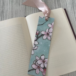 Japanese Cherry Blossom Bookmark With Satin Ribbon, Sakura Bookmark ...