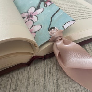 Japanese Cherry Blossom Bookmark With Satin Ribbon, Sakura Bookmark ...