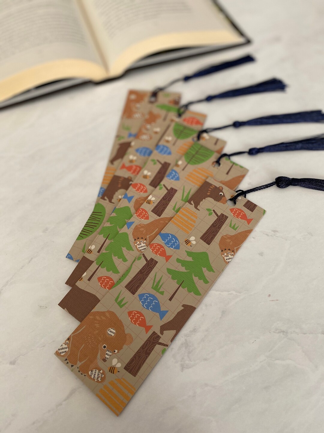 Woodland Creatures Bookmark, Brown Bear Bookmark for Kids, Cute Class ...