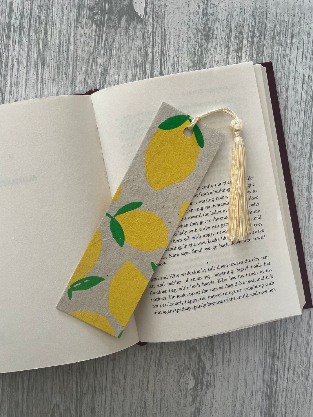 Lemon Lokta Bookmark With Tassel Eco-friendly Bookmarks, Sparkmarks ...