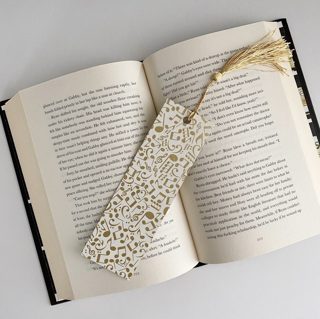 Music Notes Bookmark, Metallic Gold Musical Notes Bookmark With Gold ...