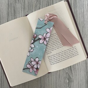 Japanese Cherry Blossom Bookmark With Satin Ribbon, Sakura Bookmark ...