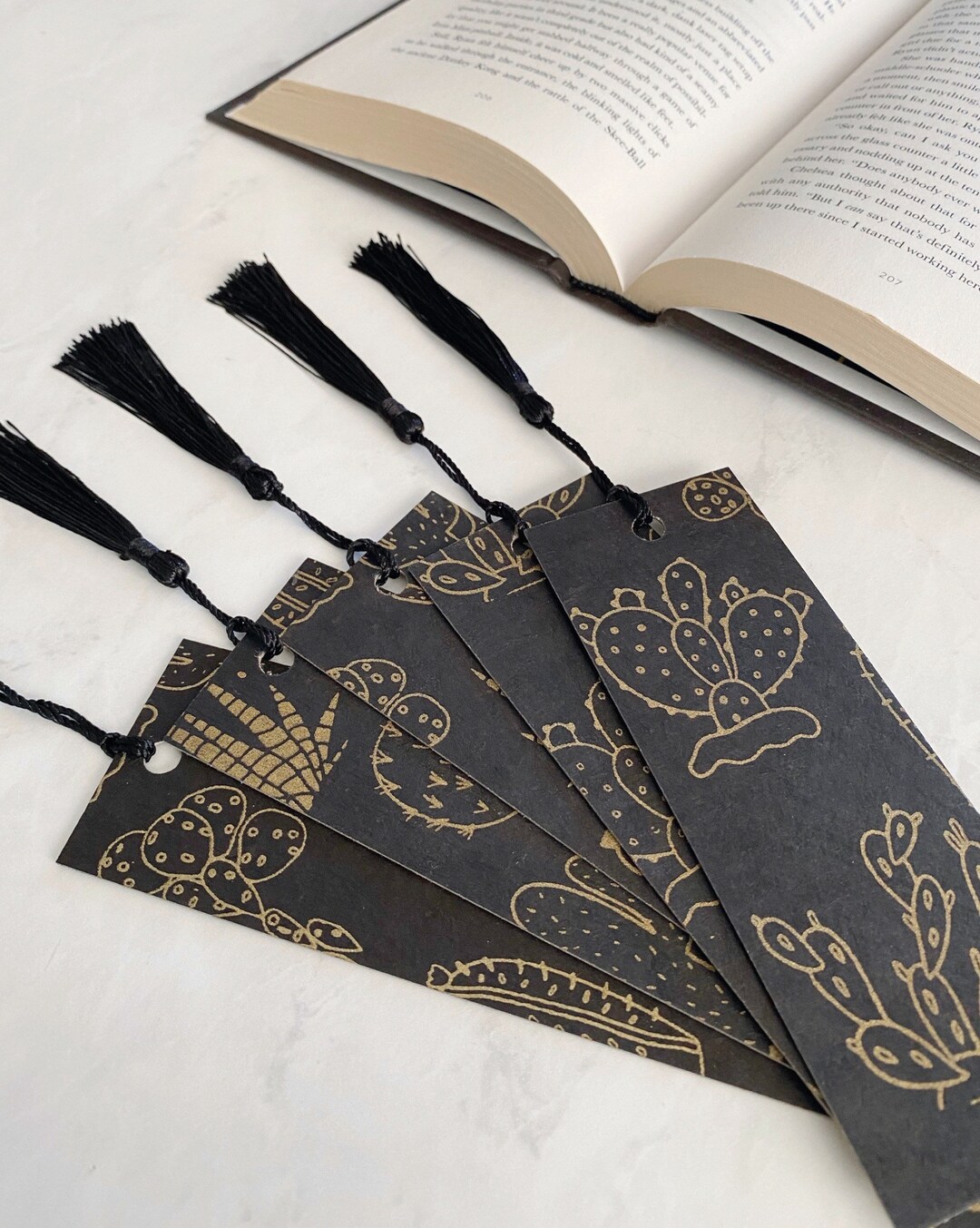 Cactus Bookmark, Desert Themed Bookmarks With Tassels, Gold Cacti ...
