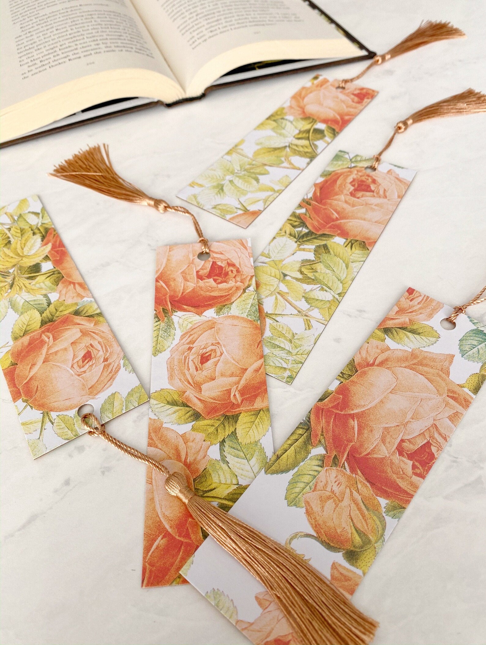 Rose Bookmark Floral Vintage Bookmarks With Tassels - Etsy