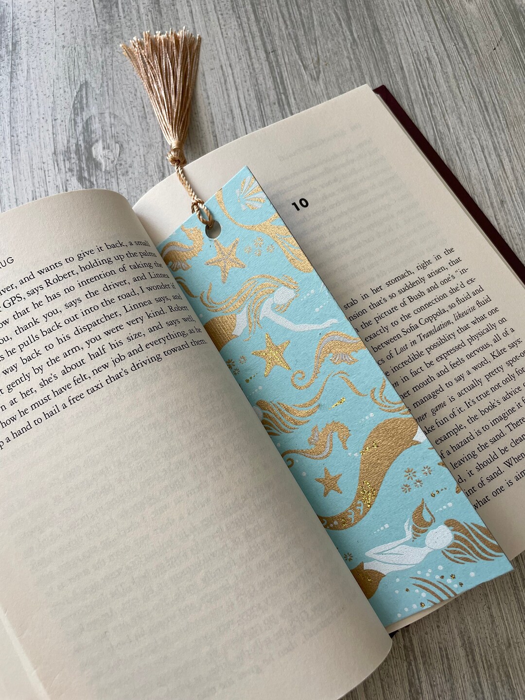 Mermaid Bookmark With Gold Tassel, Under Water Sea Creatures, Starfish ...