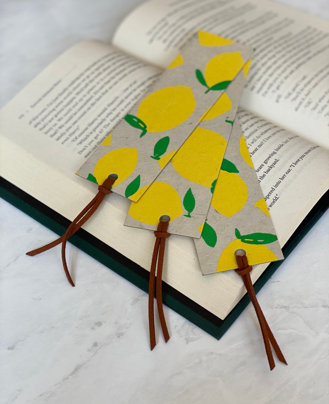 Lemon Lokta Bookmark Vegan Leather Eco-friendly Sustainable Handmade ...