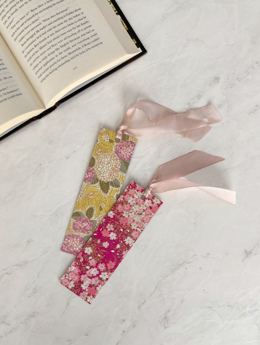 Silk Ribbon Bookmarks Japanese Bookmarks, Sakura and Primrose Floral ...