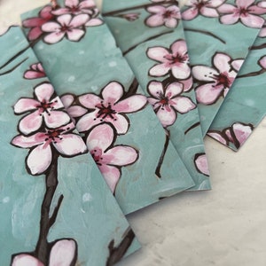 Japanese Cherry Blossom Bookmark With Satin Ribbon, Sakura Bookmark ...