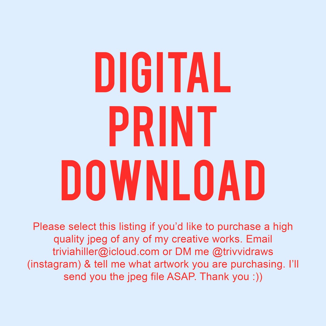 Digital Print Download (for Any Trivvidraws Artwork) - Etsy