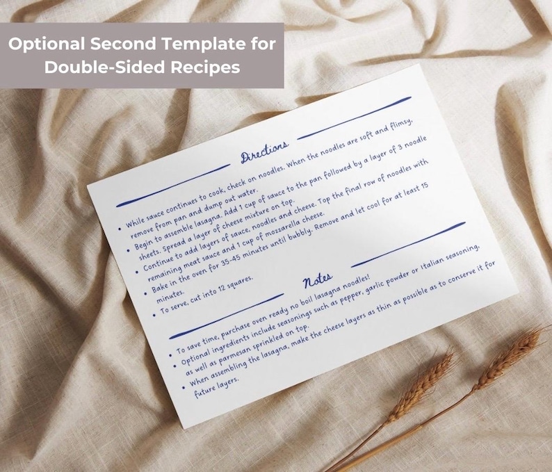 Editable Recipe Card Template, Handwritten Personalized Recipe Card ...