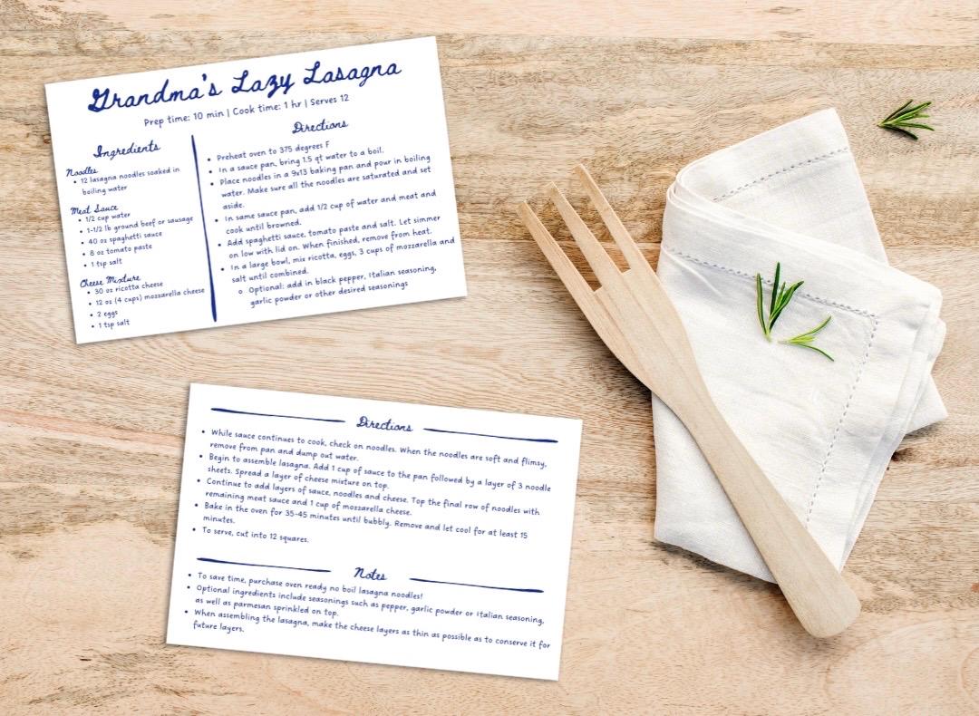 Editable Recipe Card Template, Handwritten Personalized Recipe Card ...