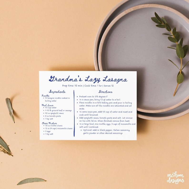 Editable Recipe Card Template, Handwritten Personalized Recipe Card ...