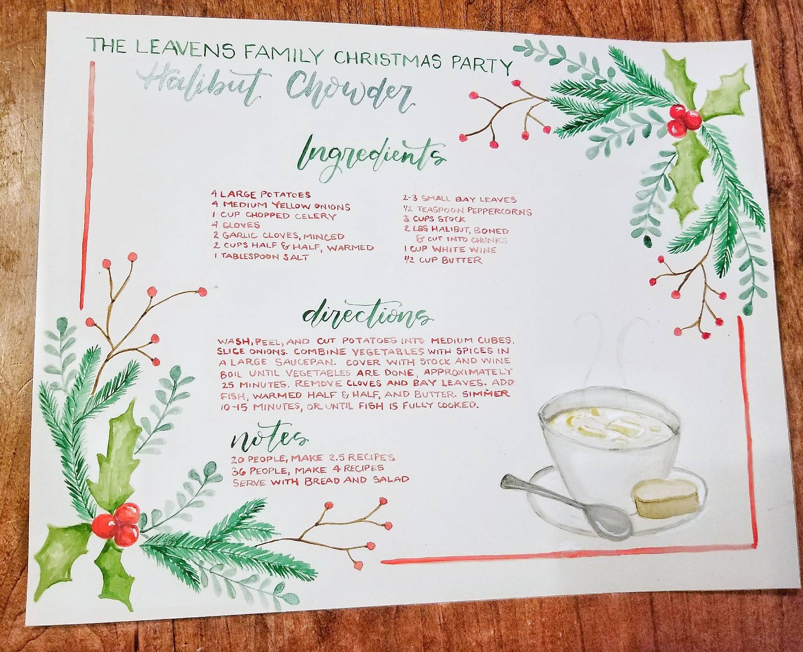 Custom Watercolor Recipe Illustration for Mom Watercolor | Etsy