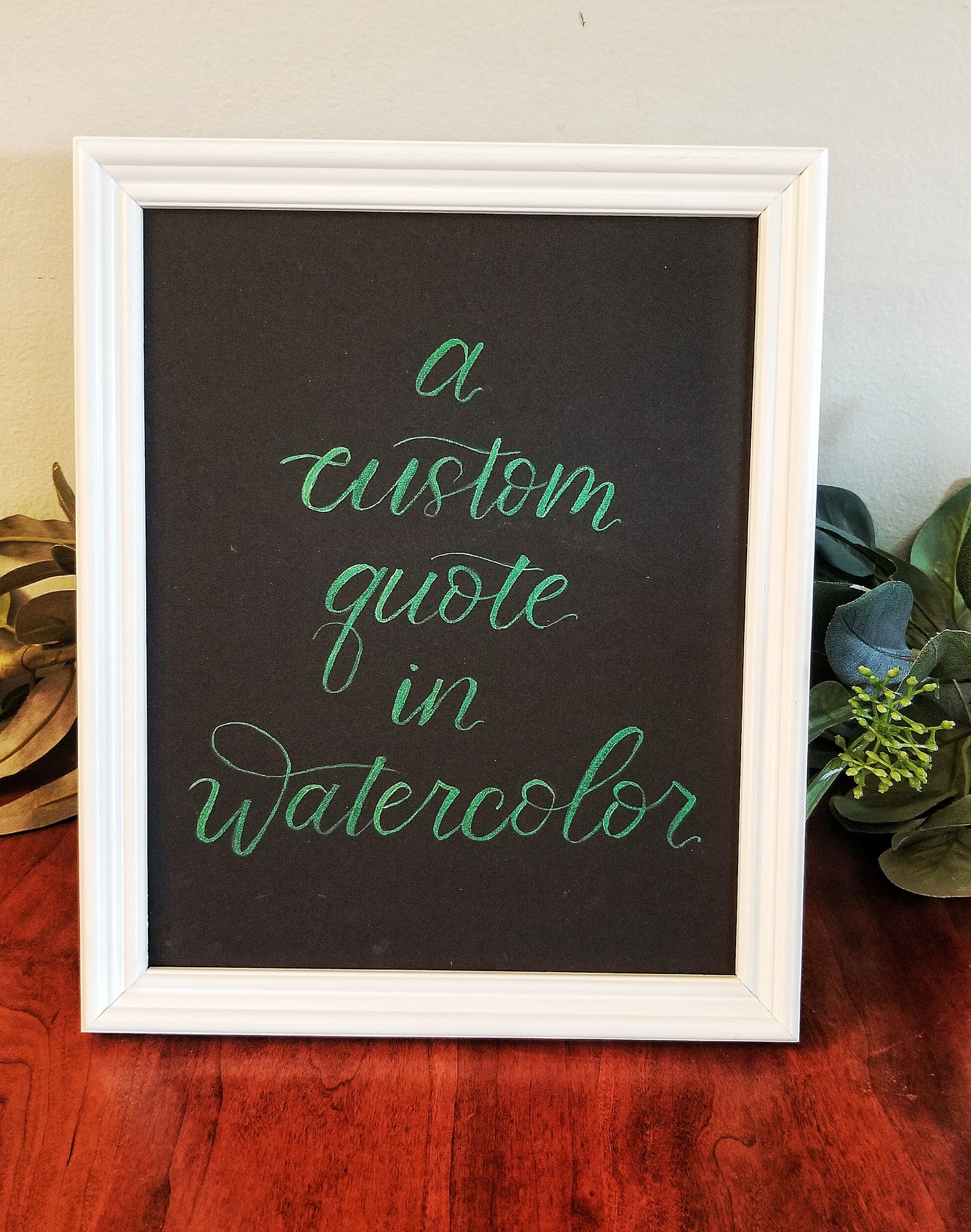 Custom Quote in Watercolor With Black Paper, Handpainted Quote ...