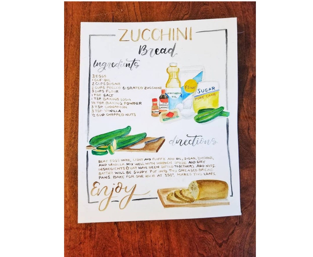 Custom Watercolor Recipe Illustration, Favorite Recipe Art, Illustrated ...