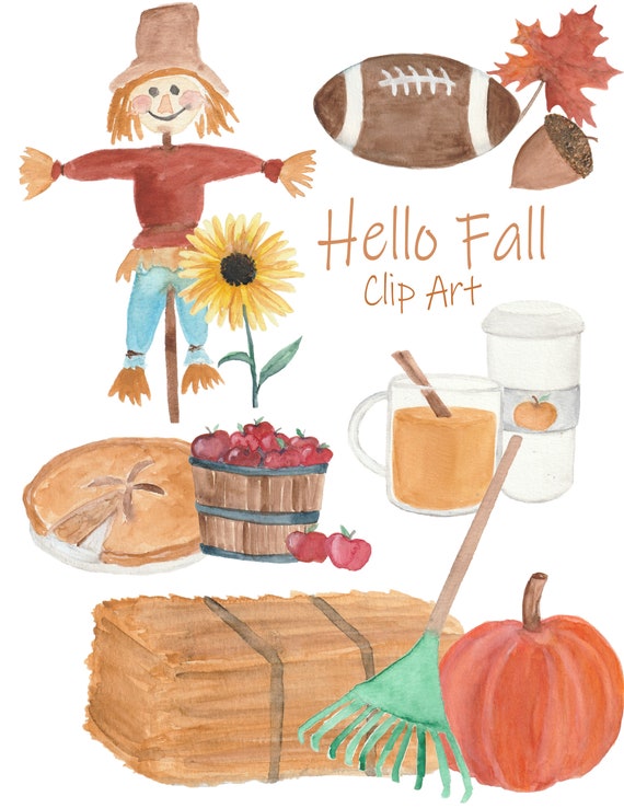 Set of fall watercolor clip art images Fall favorites | Etsy