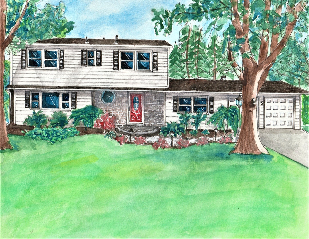 Custom Watercolor House Portrait, First Home Painting, Realtor Closing ...