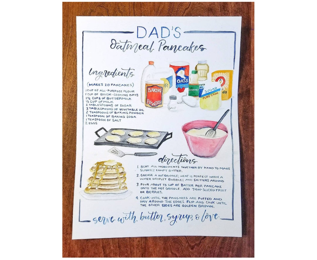 Custom Watercolor Recipe Illustration, Favorite Recipe Art, Illustrated ...