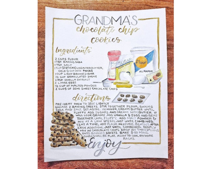 Custom Recipe Art Design Including Ingredients Illustrated With ...