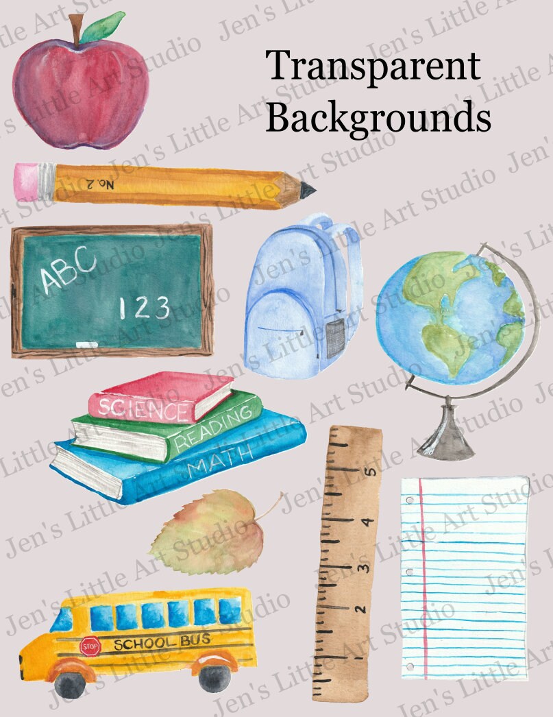 Back to school clipart watercolor back to school svg bundle | Etsy