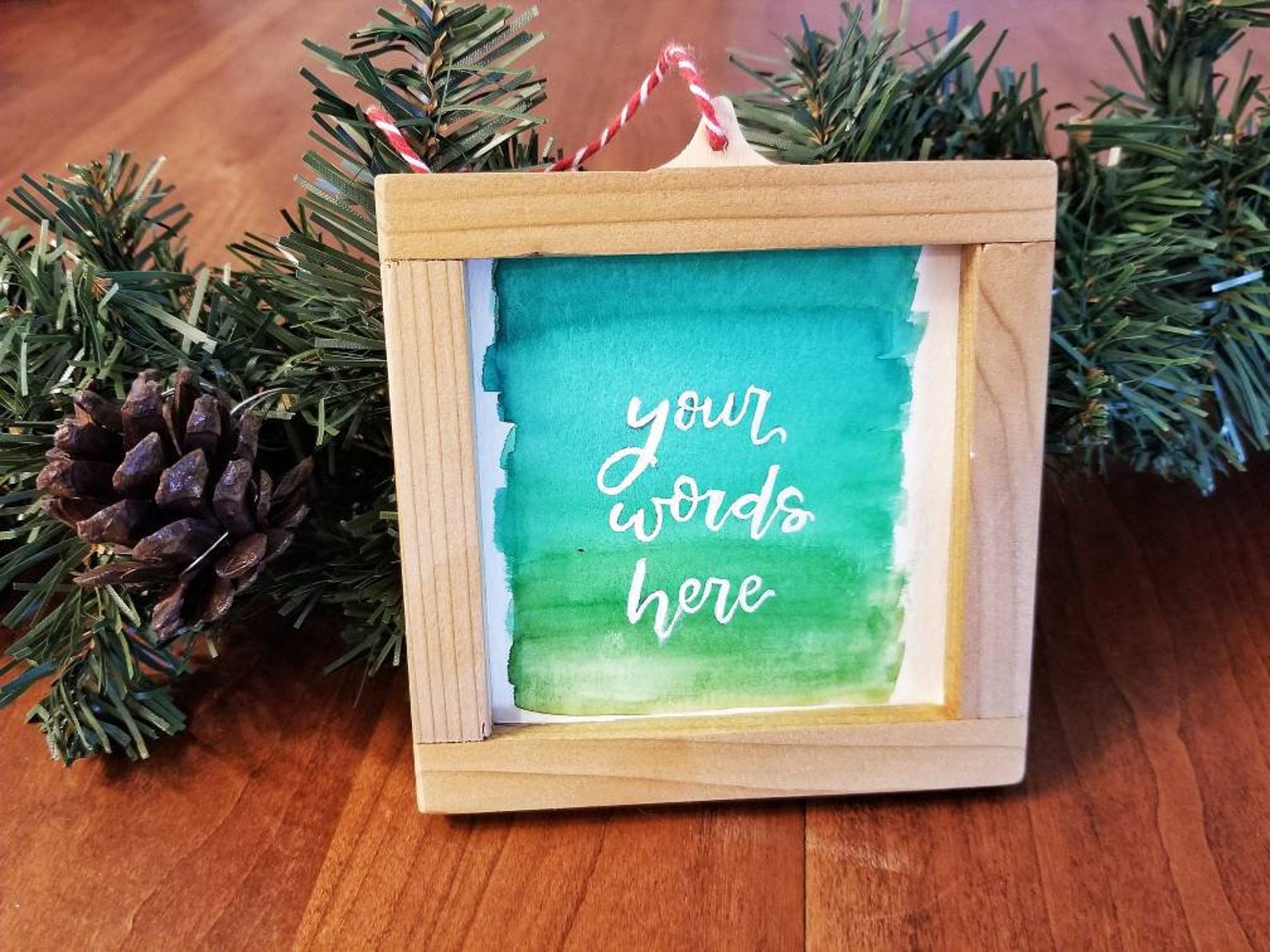 Custom Ornament With Hand Lettered Words Watercolor Background, Your ...